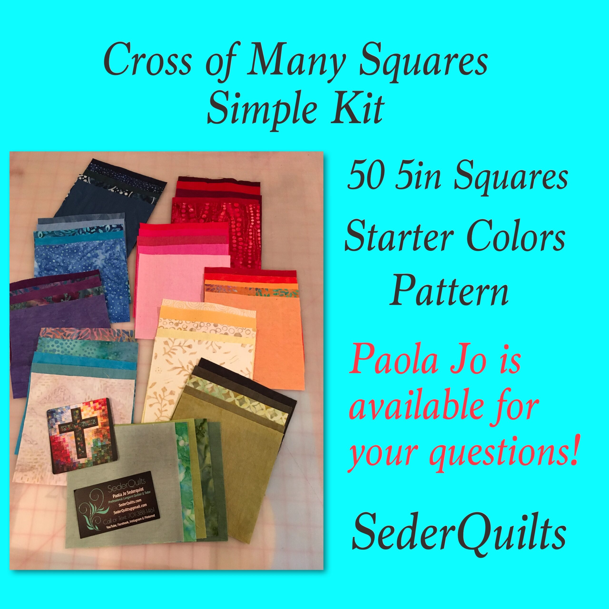 Cross of Many Squares Quilt~ Starter Kit 50~ 5inch Squares - SederQuilts